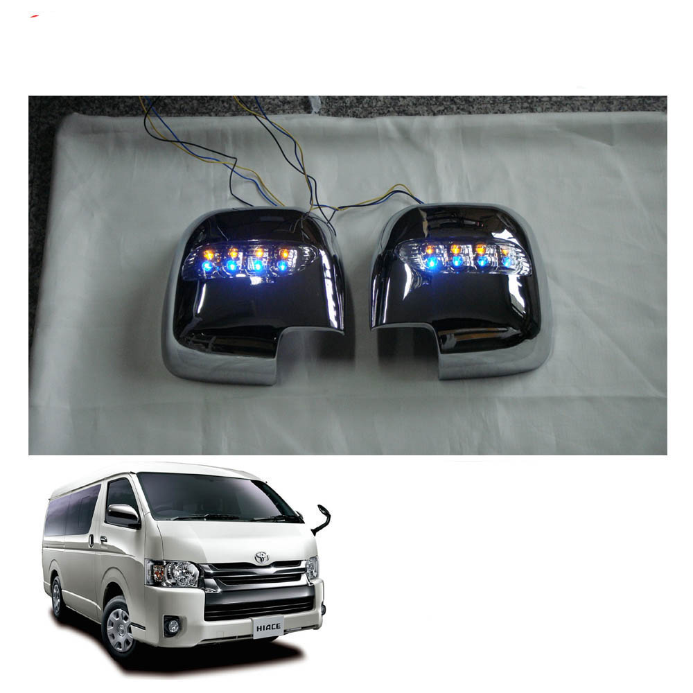 Wing Side Mirror Cover Chrome + LED Hand Adj Fits Toyota Hiace Commuter ...