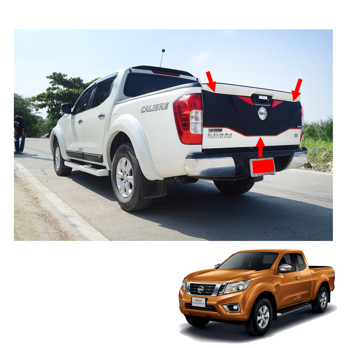 Rear Tailgate Outer Lid Cover Black Red 1 Pc For Nissan Np300 Navara ...