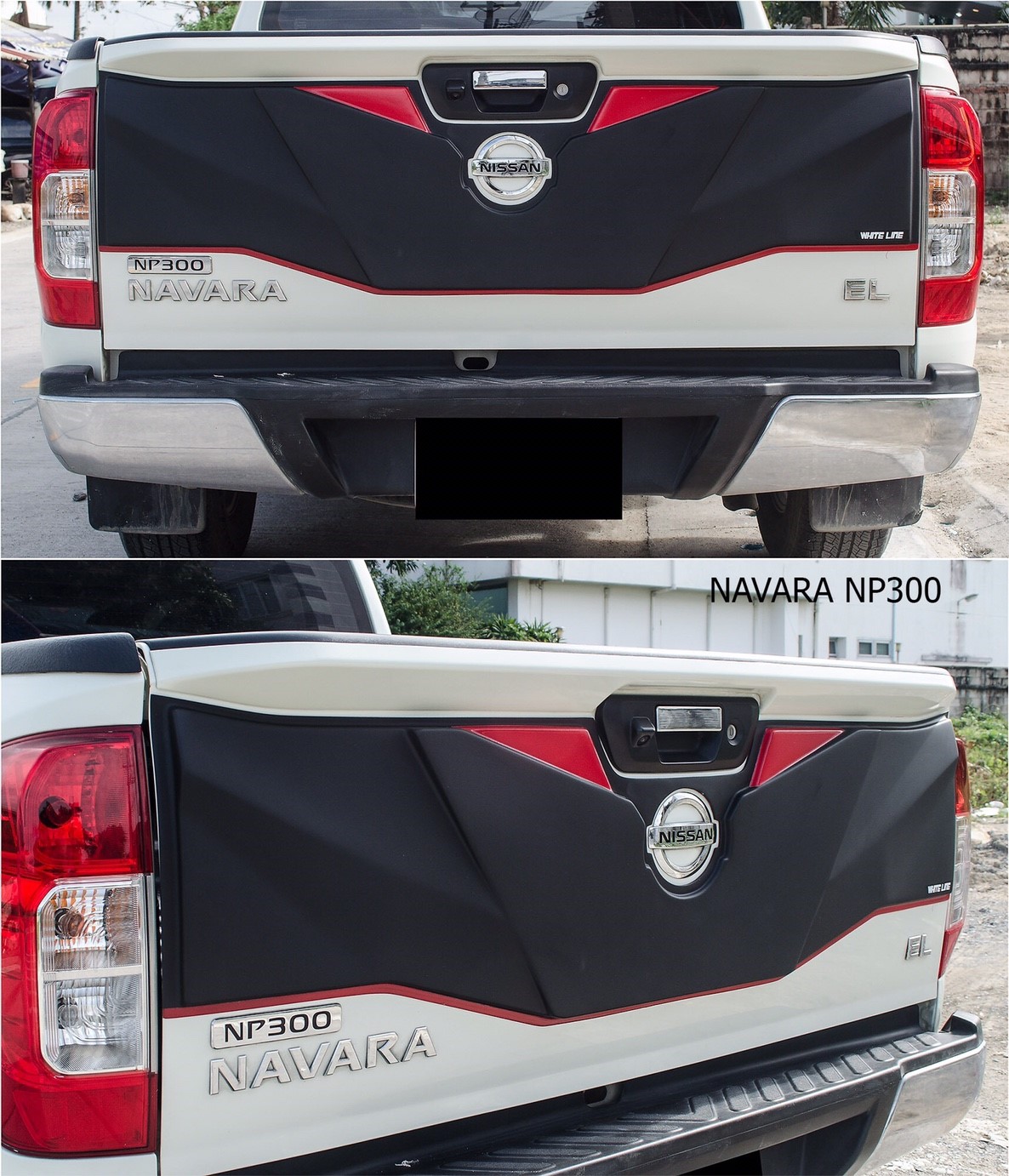 Rear Tailgate Outer Lid Cover Black Red 1 Pc For Nissan Np300 Navara ...