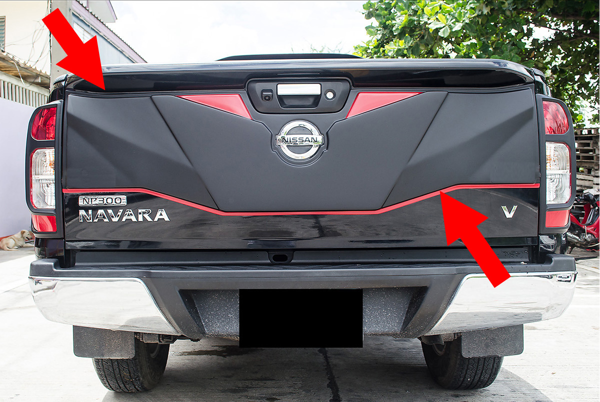 Rear Tailgate Outer Lid Cover Matte Black Red Fits Nissan NP300 Navara ...