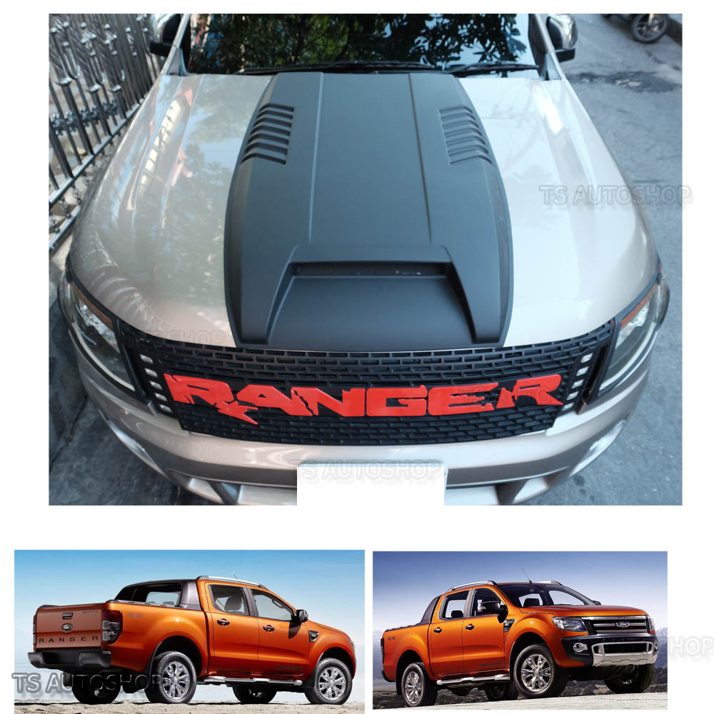 Carbon Fiber Hood Scoop Vent Bonnet Cover Fit Ford Ranger T6 Mk1 XLT ...